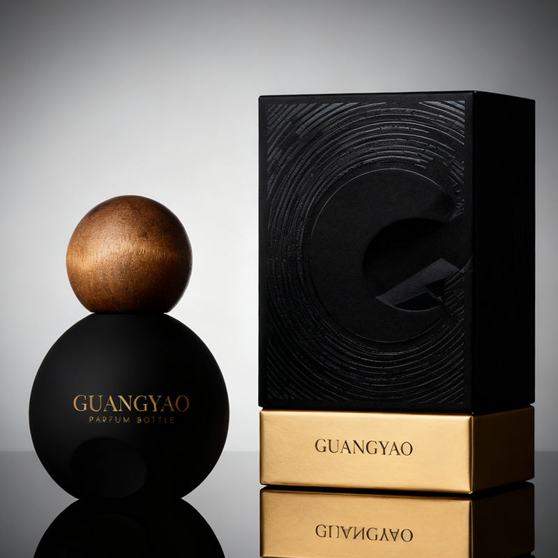 New Arrival 50ml Matte Frosted Black Glass Perfume Bottle with Wooden ...