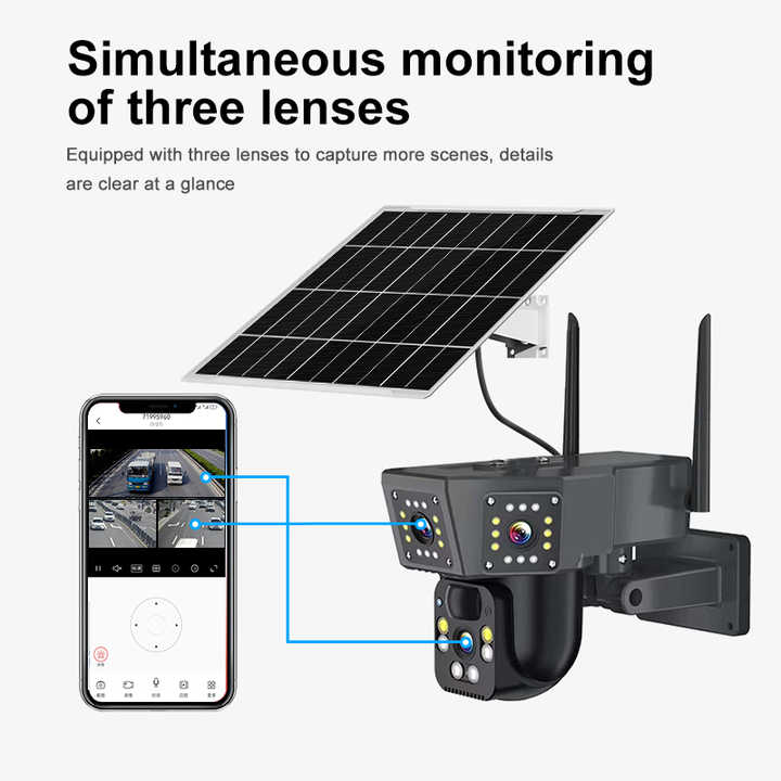 V380 IP66 Wireless Solar Powered Camera - Outdoor Security