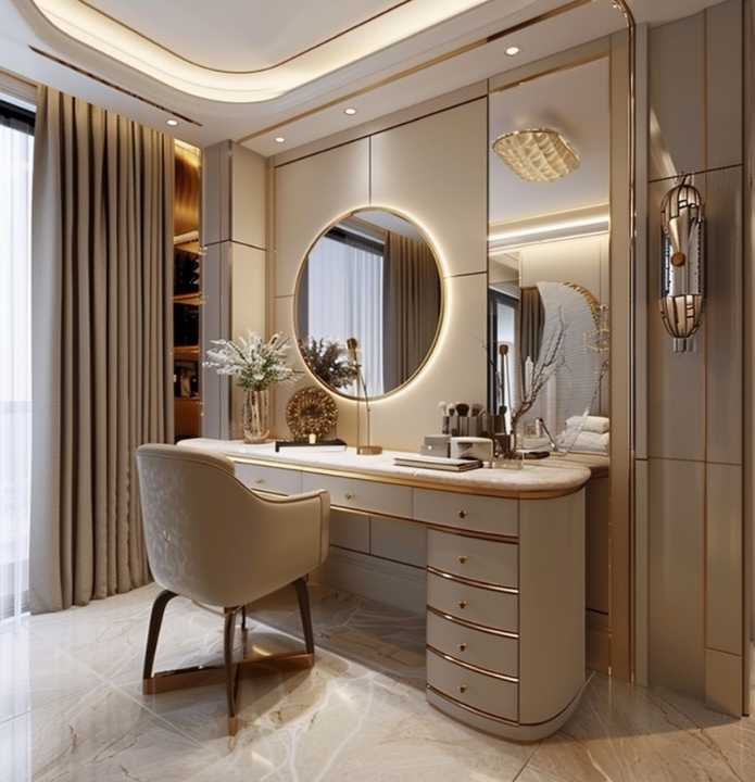 Modern Nordic Wooden Multifunction Ladies Vanity Table in Bedroom with ...