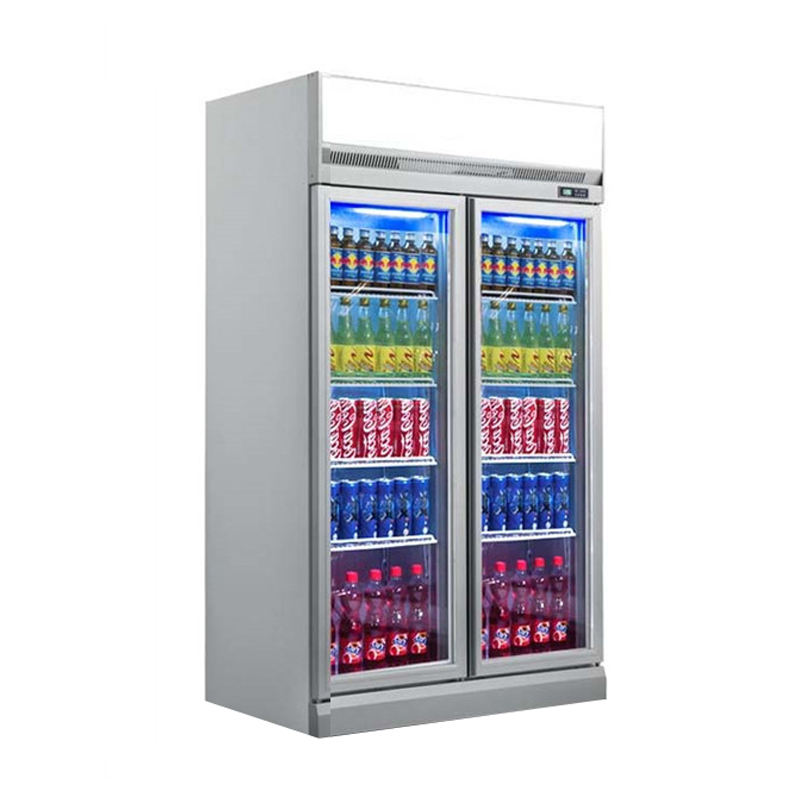 Auto Defrost Beverage Upright Chiller with Wheels Supermarket Vertical ...