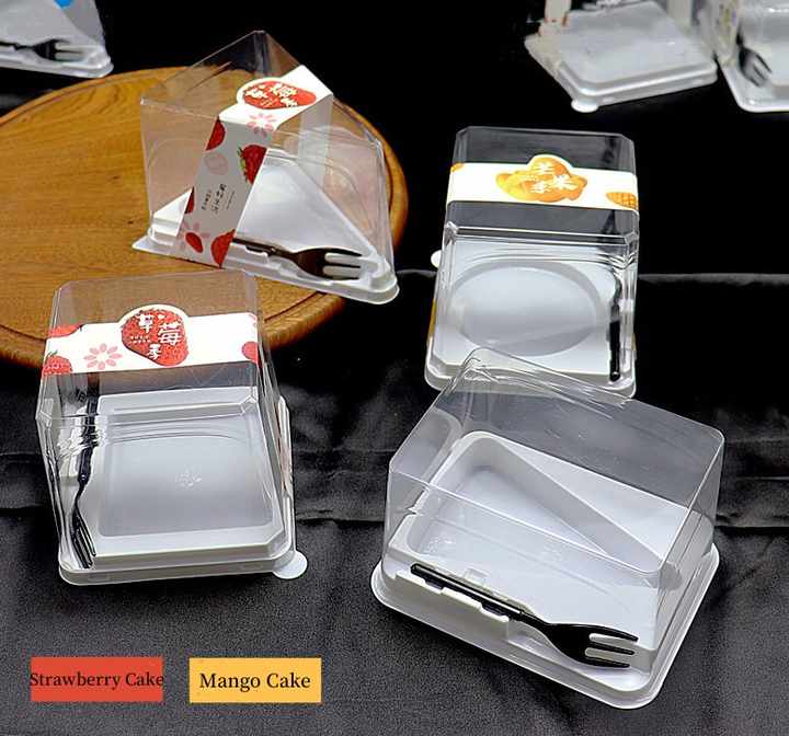 Clear Plastic Hinged Cake Slice Container - Economical & Customizable