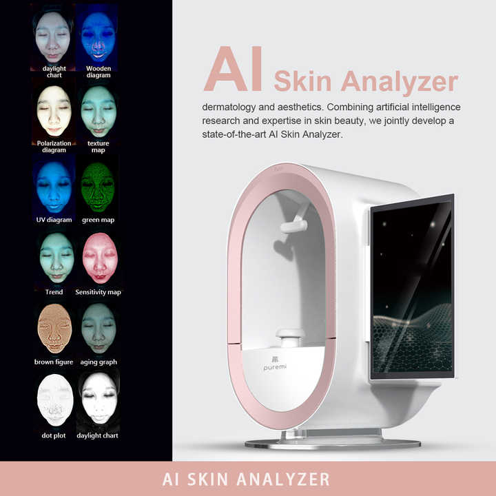 Professional 4K HD Intelligent Skin Analyzer Scanner 3D Ai Facial ...