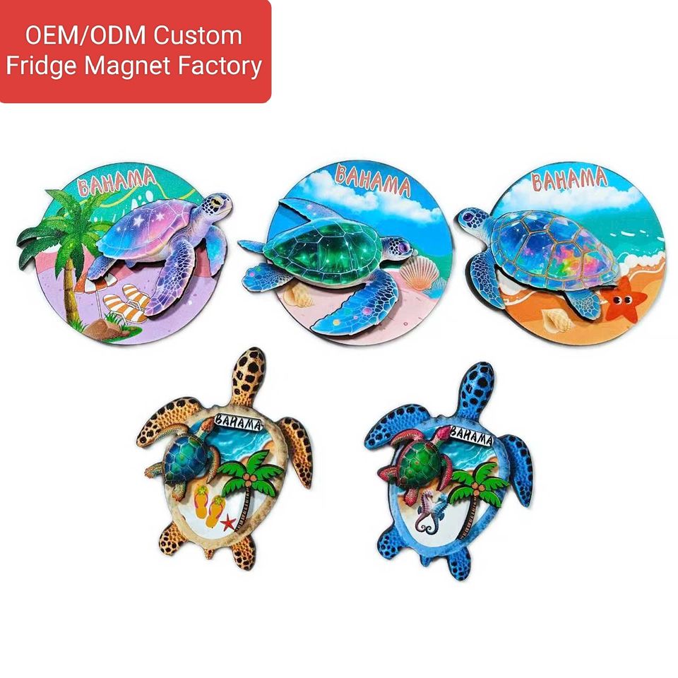 Custom 3D Multilayer Wood Fridge Magnet Bahamas Sea Turtle Souvenir ...