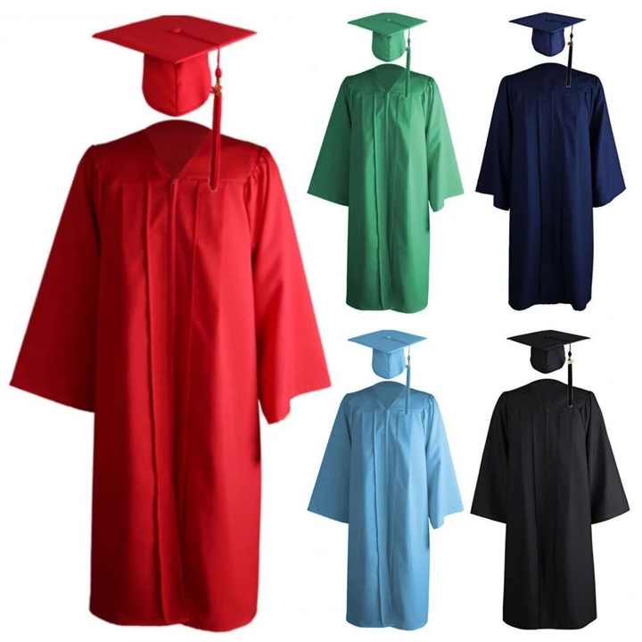 12 Colors Shiny Fabric University Graduation Cap Gown Tassel College ...