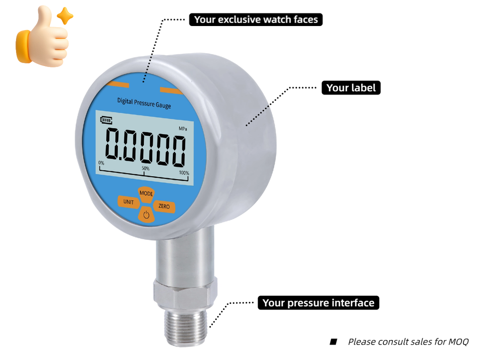 For 80mm Manifold Digital Dial Diaphragm Vacuum Pressure Gauge 40 MPA ...