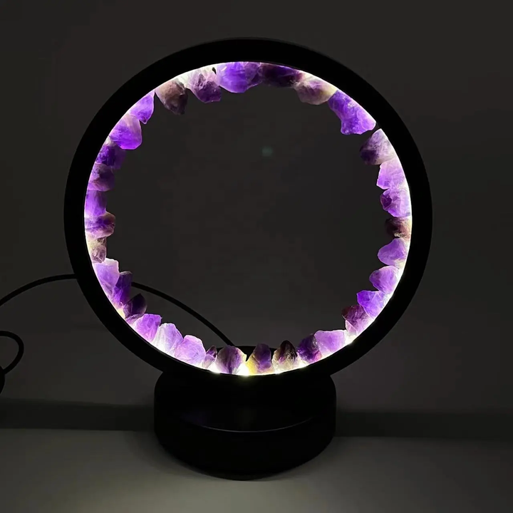 Wholesale Natural Stone Crystal Round Lamp Healing Stone Amethyst ...