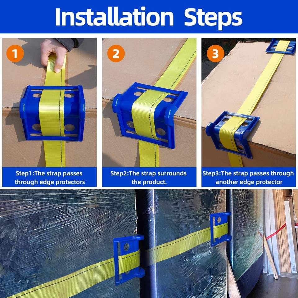 Plastic Flatbed Cargo Edge Corner Protectors with 4'' Winch Ratchet ...