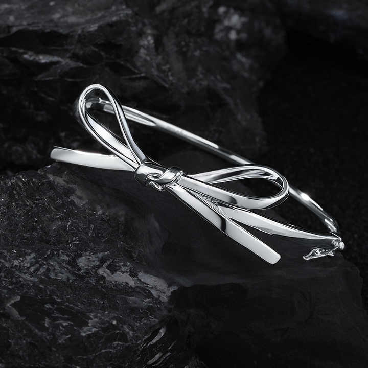 2026 Trendy Fine Jewelry Newest Bowknot Design Bangle Bow Bangle 925 ...