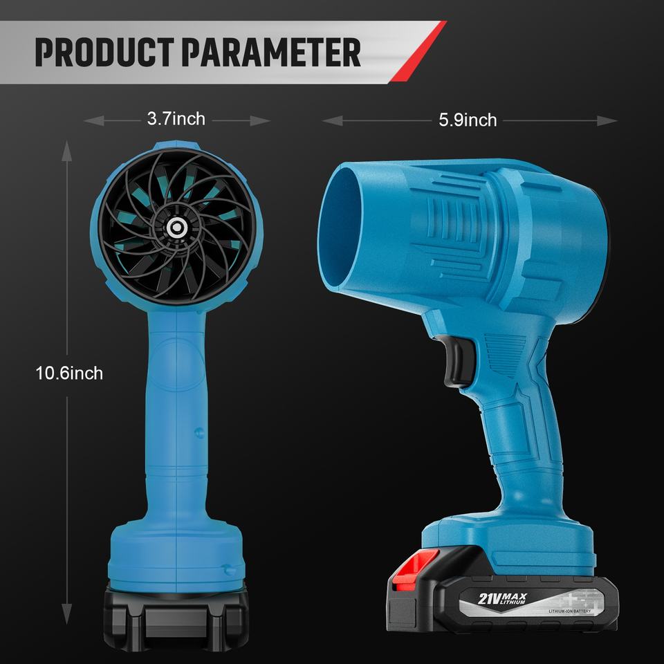 21V Blue Electric Leaf Blower Handheld Leaf Blower Cordless with ...