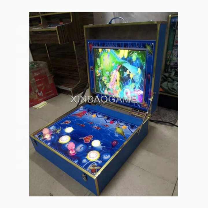 2024 Hot 19-Inch 2 Player Portable Fish Table with 26 in 1 Fish Game Board