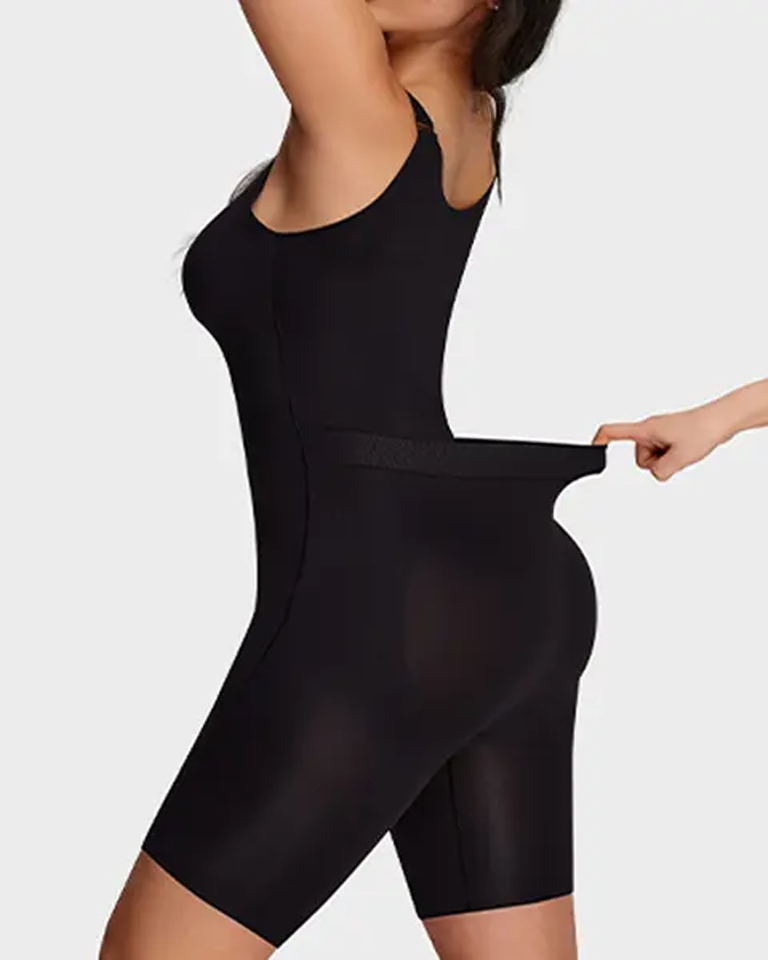 Plus Size Zipper Front Body Shaper Adjustable Buckle Straps Firm Tummy ...