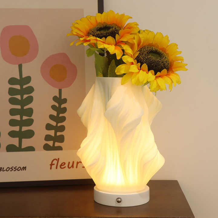 3D Printed Vase Light - USB Rechargeable Table Lamp