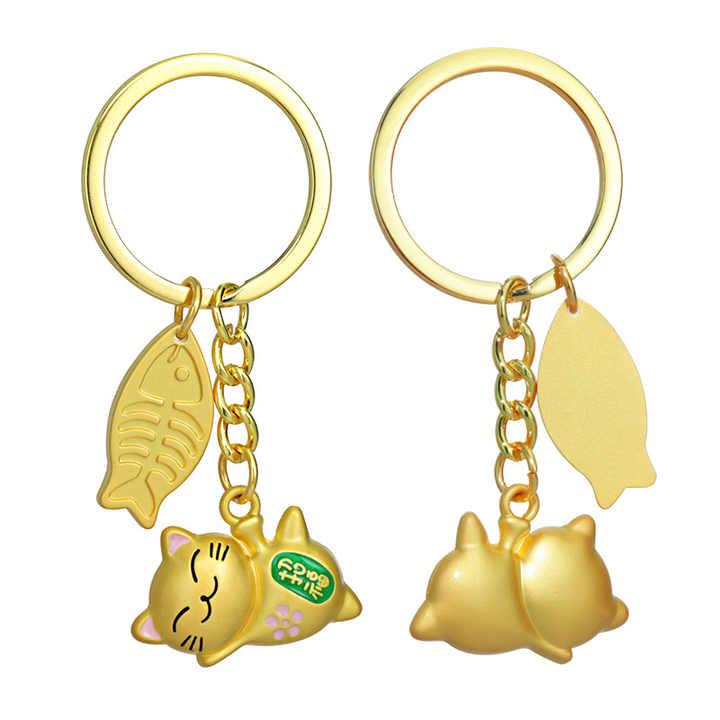 Japanese Lucky Cat Keychains Cartoon Pray Fortune Fengshui Keyring Cute ...