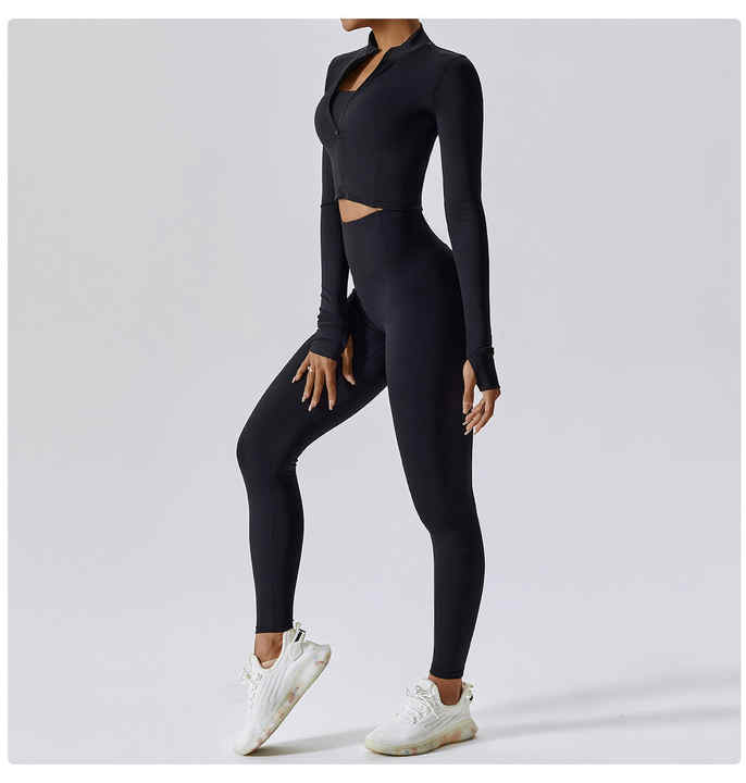 Wholesale Gym Fitness Long Sleeve Jacket Leggings Sports Suits Women Seamless Fitness Yoga Set ...