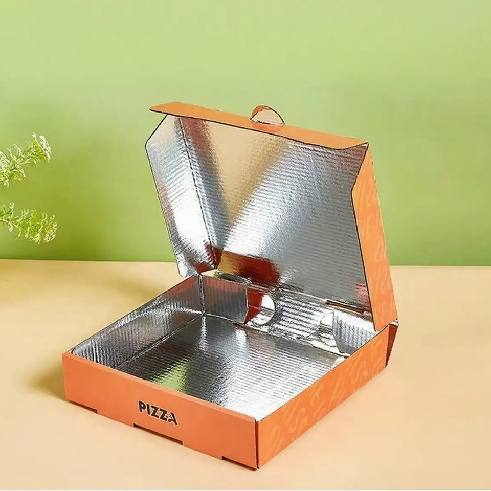 Custom Pizza Box Packaging Handle Takeout Box Kraft Corrugated Flip ...