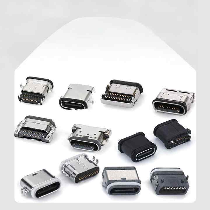 Type-C Waterproof 16Pin Female USB Connector Recessed Mount 1.4mm 4-Pin ...