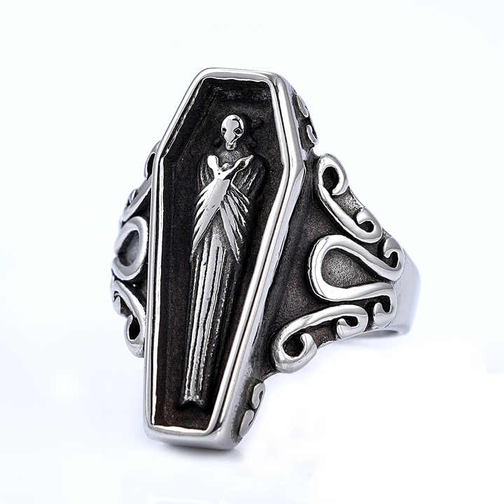 Custom Punk Style Stainless Steel Oxidation Dark Vampire Zombie Coffin ...