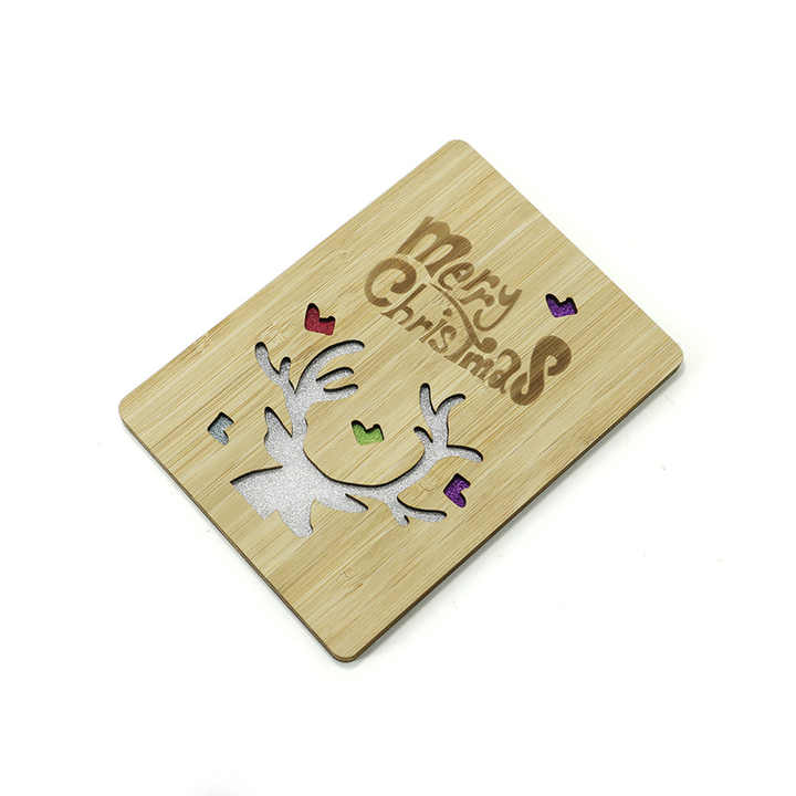 NMB Handicrafts Product Custom Real Bamboo Wood Card Wooden Merry ...