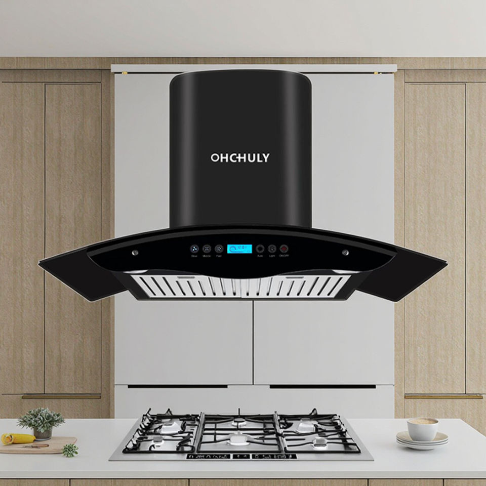 Strong Airflow Electric Vented Wall-Mounted Curve-Type Glass Cooking ...
