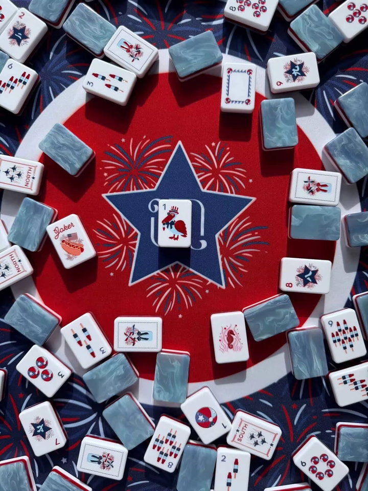 Patriotic American Mahjong Set 166 Tiles,4th July Popsicle & Beach Ball ...