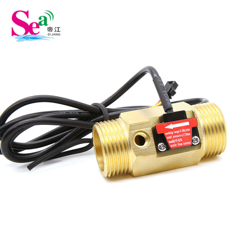 1-Inch Brass Water Flow Sensor with Temperature Detection B10 Liquid ...