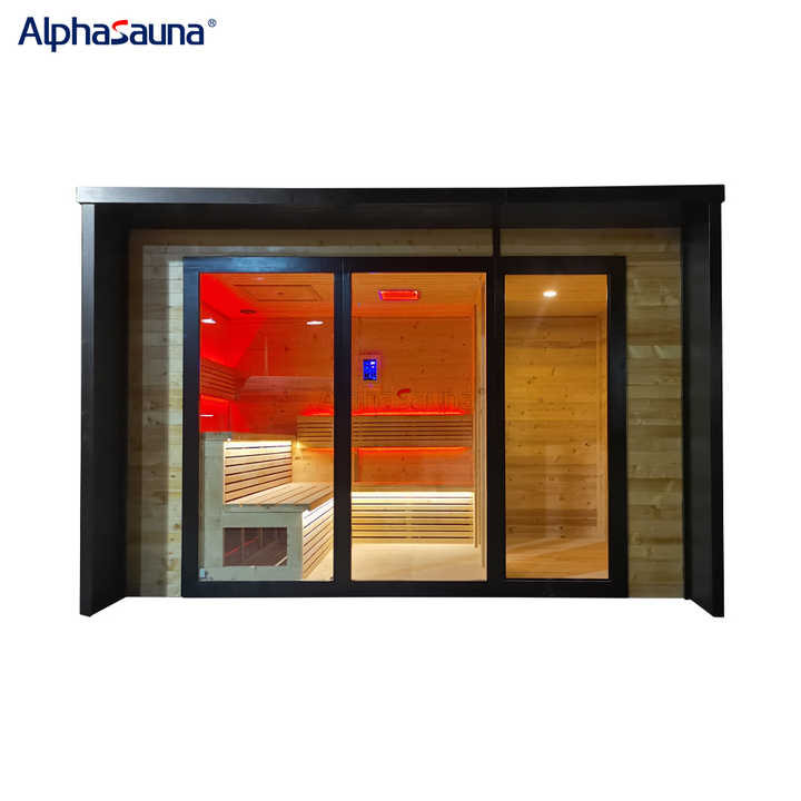 Sauna con ducha Sauna de vapor tradicional Uso de vidrio al aire libre ...