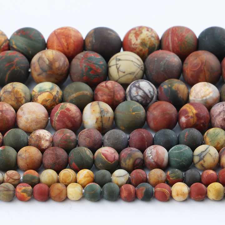JSES Natural Picasso Stone Jasper 4 6 8 10mm Loose Gemstone Beads for Jewelry Making DIY ...