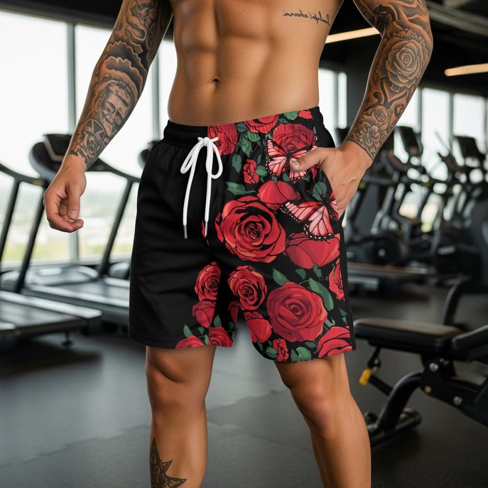 Print on Demand Hawaii Flowers Fashion Elastic Waist with Adjustable String Pants for Man Quick ...