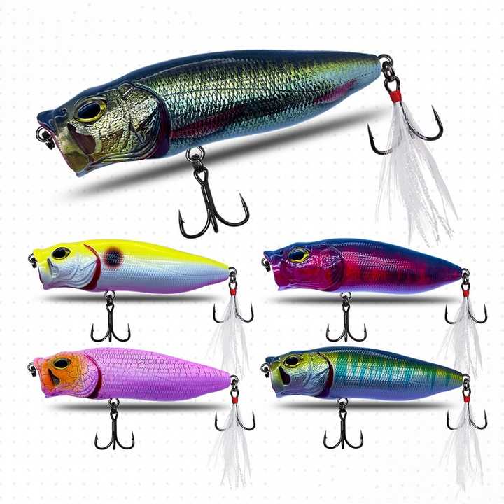 New 80mm 15g Floating Popper Fishing Lure Hard Plastic Whopper Popper ...