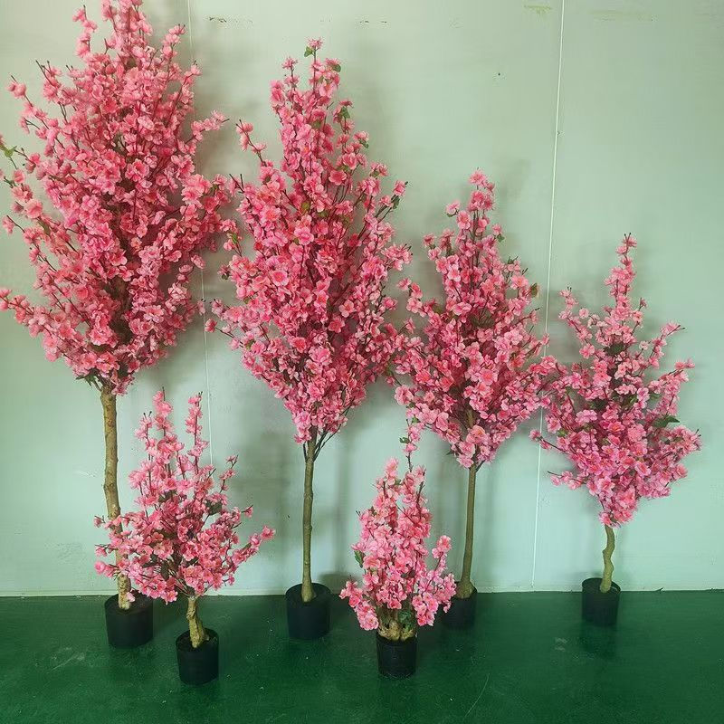 180cm Artificial Peach Blossom Tree Silk Garden Plant UV Resistant Faux ...
