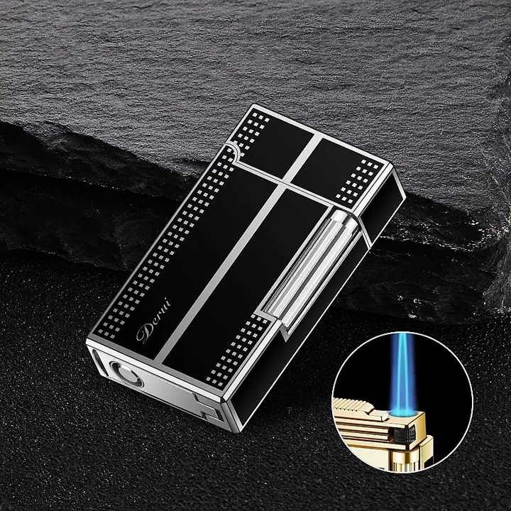 Classic Modern Metal Cigar Lighter Double Flame with Soft Witchable ...