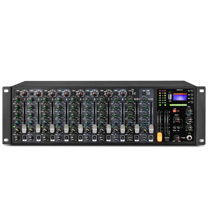 D120M Professional 12-Channel Rack-Mounted Audio Mixer