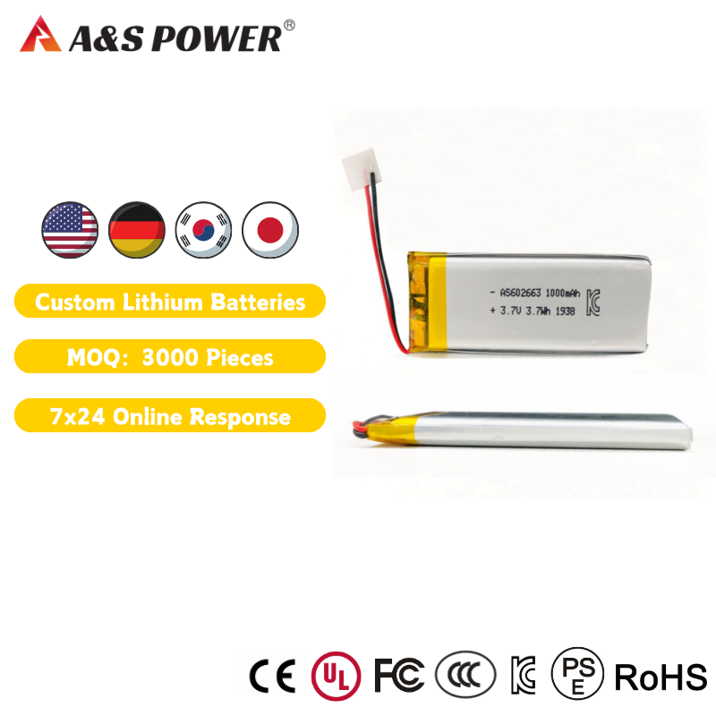 Rechargeable Lithium Polymer Battery 602663 3.7v 1000mah Lipo Battery ...