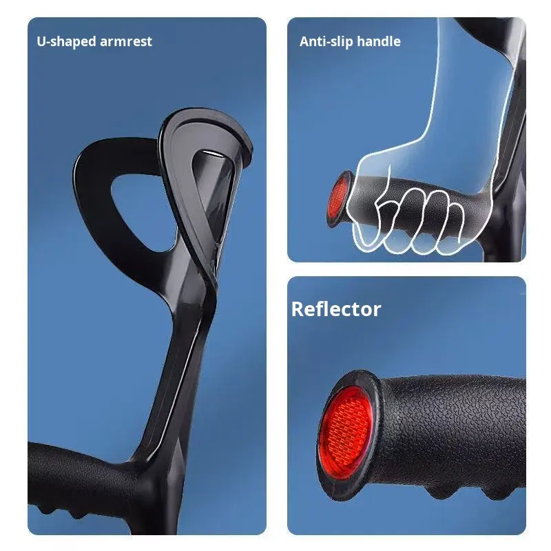 Stainless Steel Elbow Underarm Double Cane Anti-Slip Foldable Height ...
