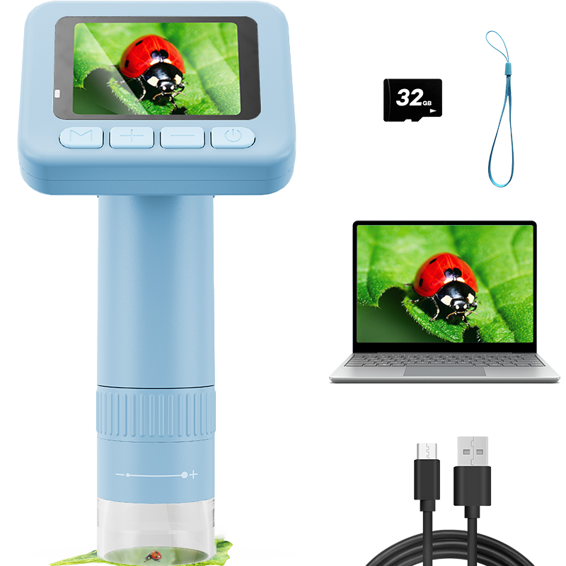 50X-1000X Portable Digital Microscope - 2" IPS Screen, 1080P Photo ...