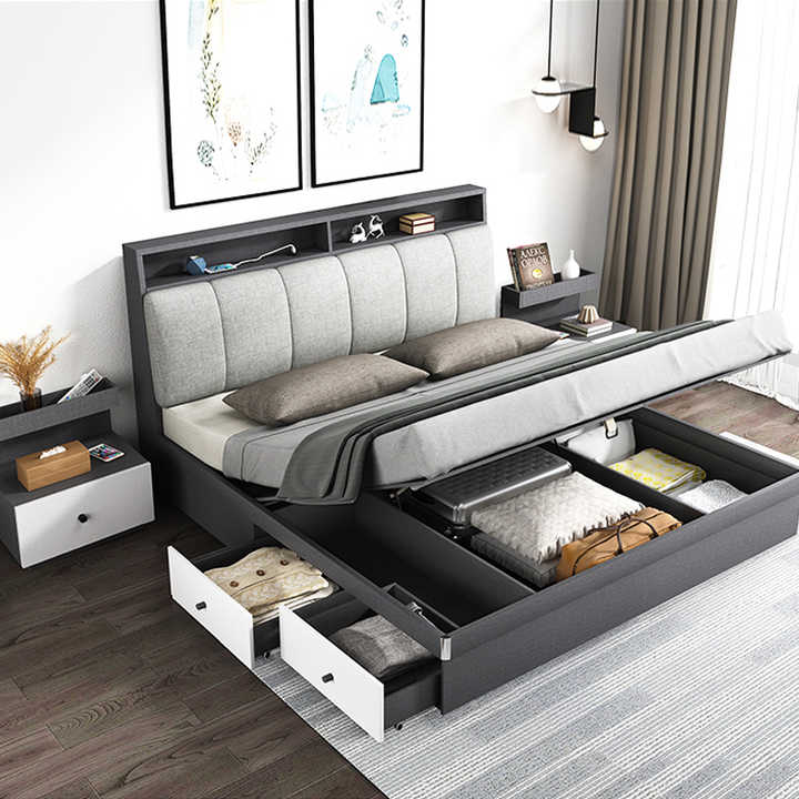 Modern Design Queen Size Bed with Drawers - Storage & Style