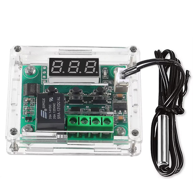 W1209 DC 12V Heat Cool Temp Thermostat Blue/Red Light Temperature ...