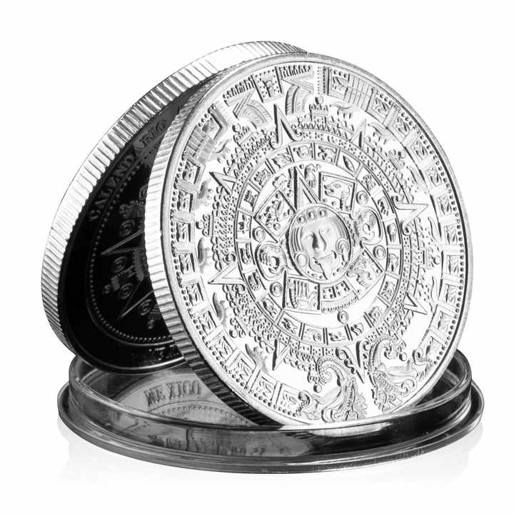 Mexico Mayan Aztec Calendar Art Prophecy Culture Silvery Coins ...