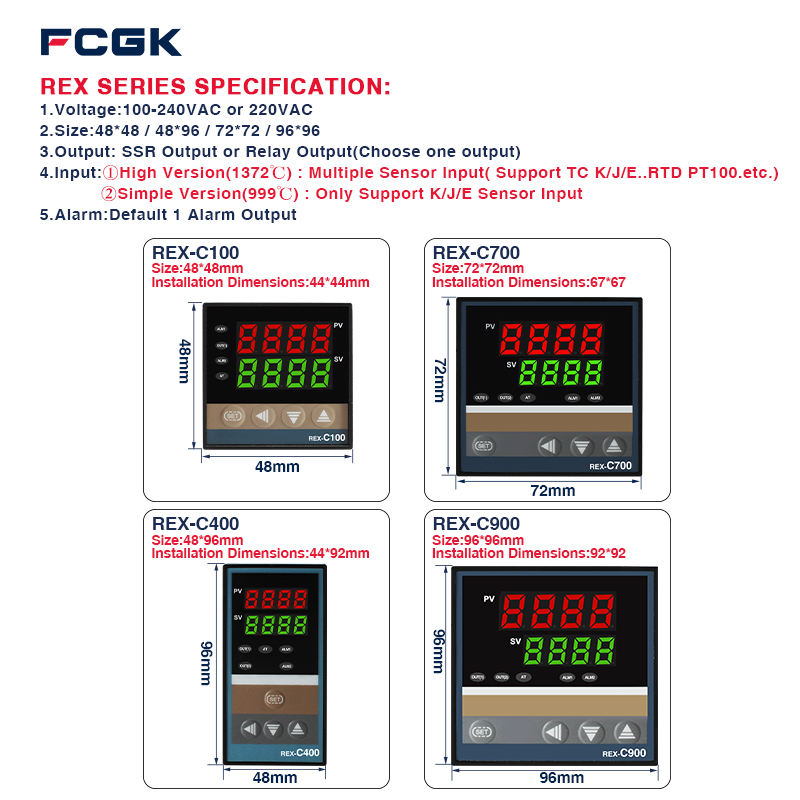 Rex C900 Led Alarm PID Temperature Controller Relay for Oven Water Heating