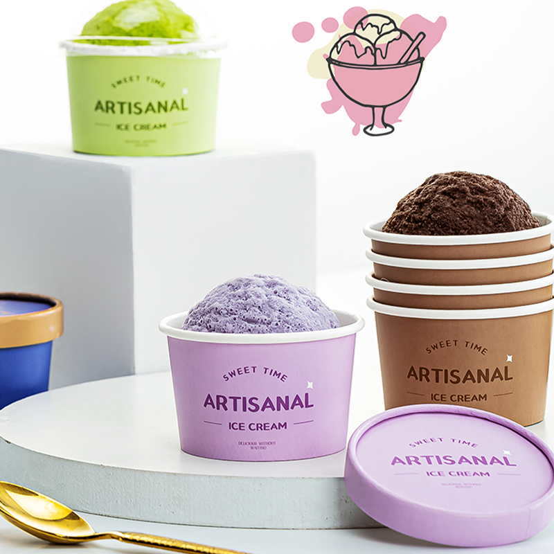 Custom Ice Cream Paper Cups Waterproof & Leakproof Food Grade Custom ...