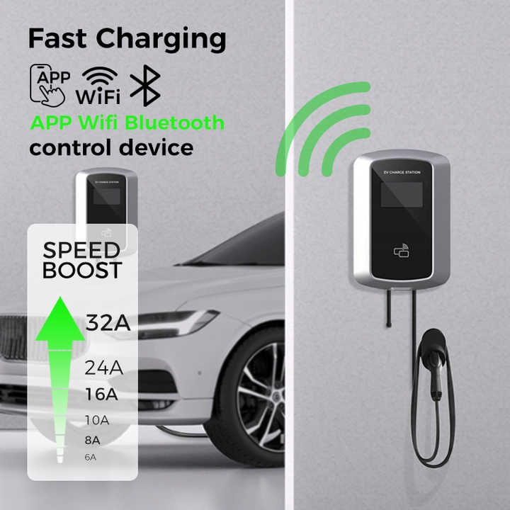 Smart 22KW Type 2 EV Charger Wallbox APP Control RFID Card 32A Home ...