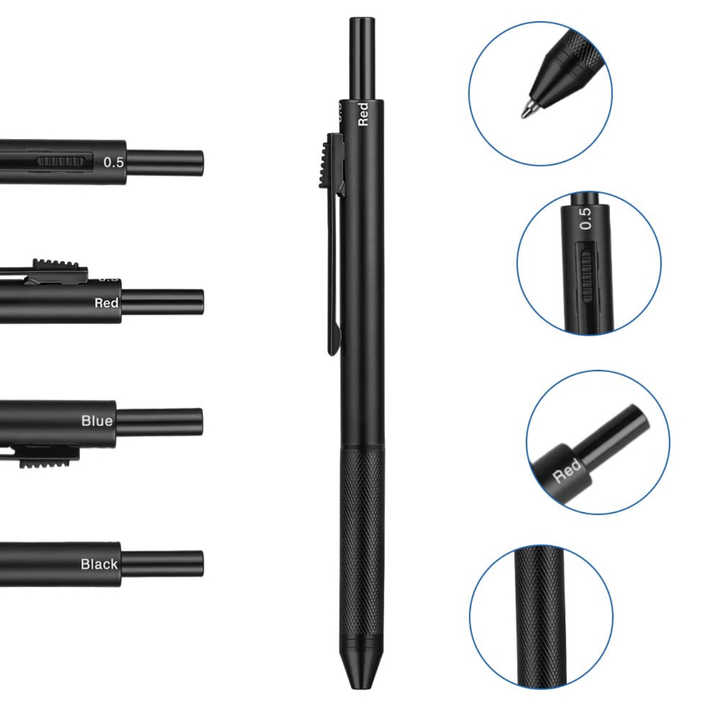 Metal 4 in 1 Multifunction Ballpoint Pen Red Black Blue Multicolor 0 ...
