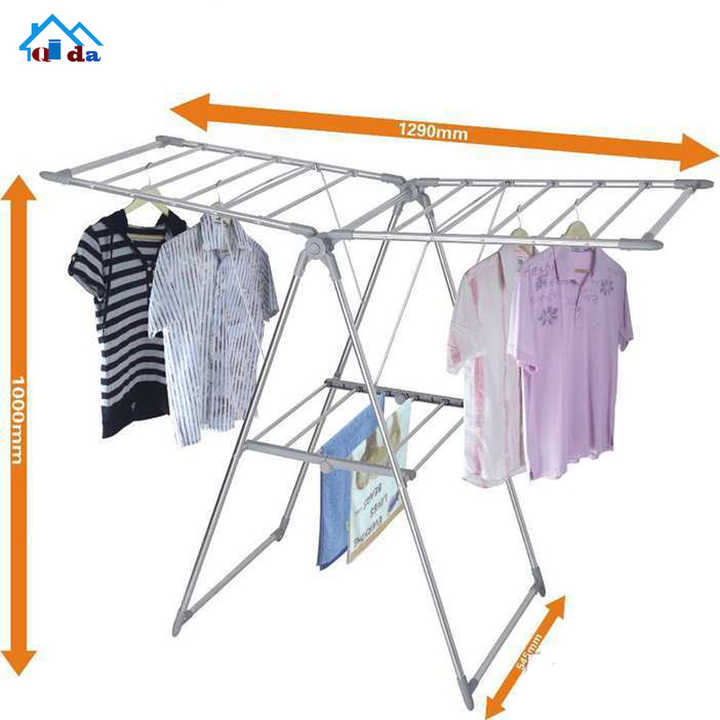 Foldable Floor Standing Aluminum Double Pole Hanger - Nihao