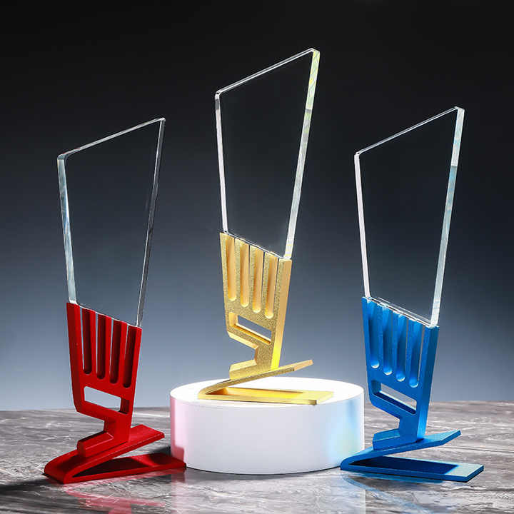 Honor of Crystal Personalized Crystal Award Metal Blade Trophy Custom ...