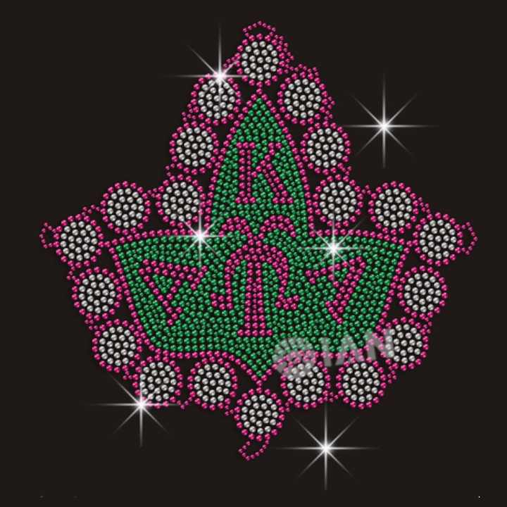 Custom AKA Pink and Green Sorority Rhinestone Transfer Bling Hotfix ...