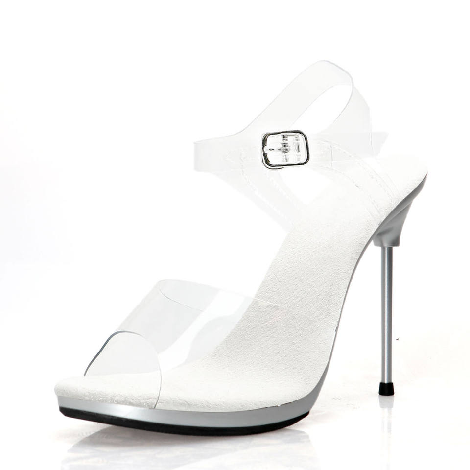 Open Toe Exotic Dance Shoes Transparent Upper Womens Summer High Thin ...