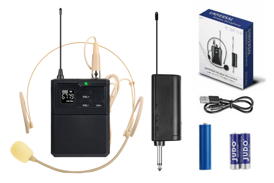 UHF Wireless Lavalier Headset Body Pack Microphone Universal Microphone ...