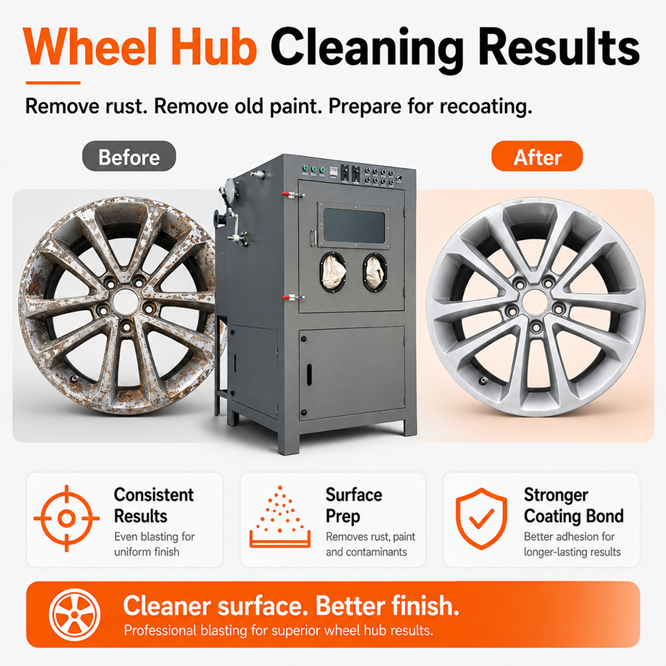 Heavy Workparts Rotary Table Auto Guns Swinging Blasting Cabinet Sand ...