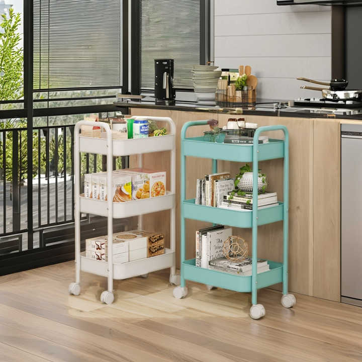 Grey Iron Kitchen Trolley Storage Carts Salon Trolley Cart With Drawers ...