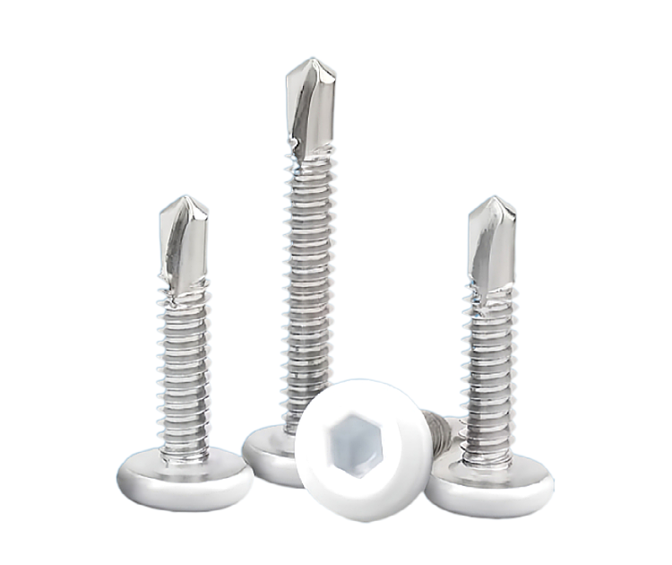 SUS304 White Paint Head Phillips Flat Hex Socket Hamfer Self-drilling ...